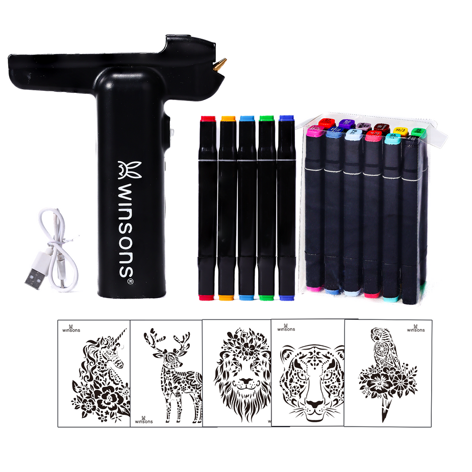 WINSONS Cordless Airbrush Marker Kit | One-Step Spray Painting with ...