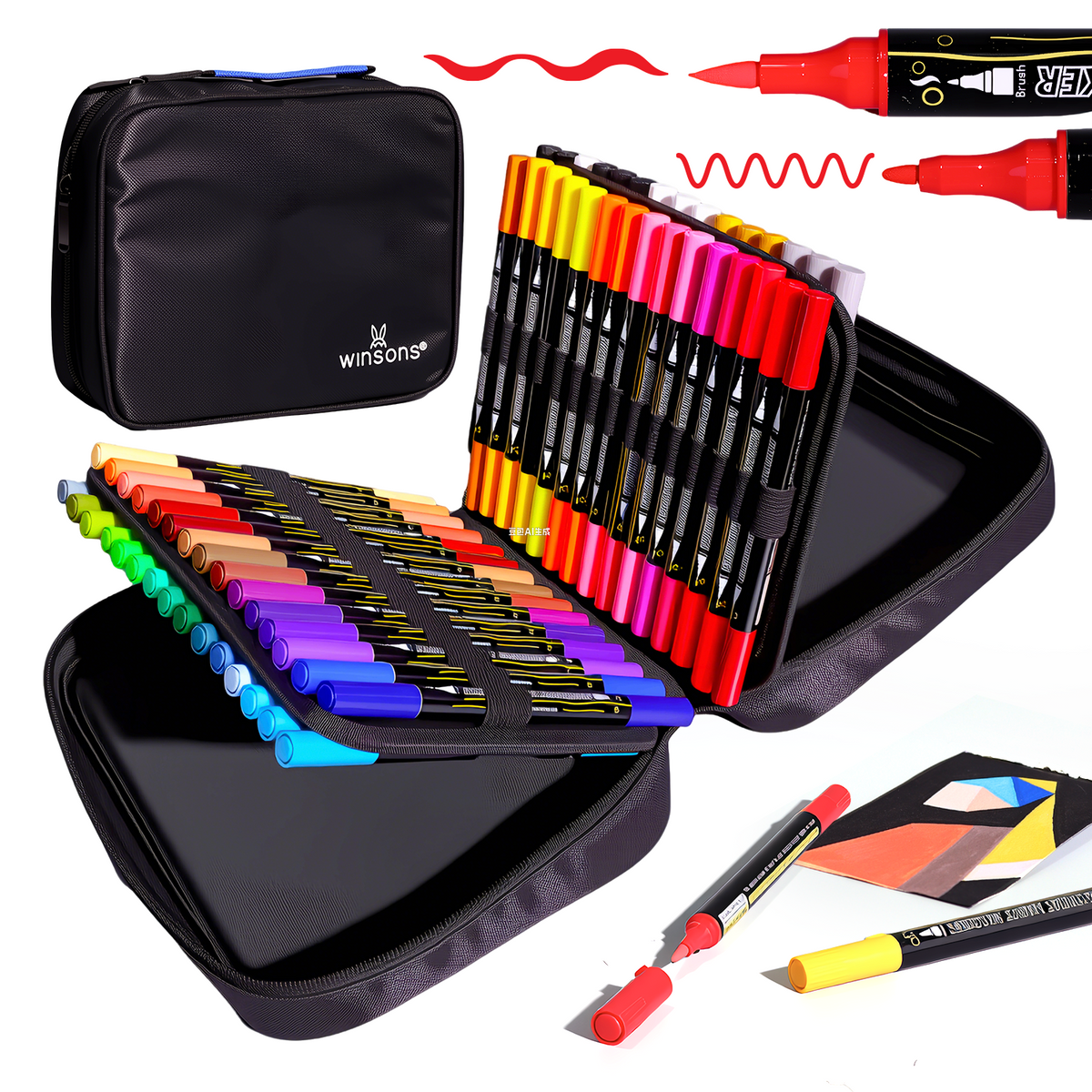 Winsons Professional Markers | 60 Colors Dual-Tip Acrylic Paint Markers