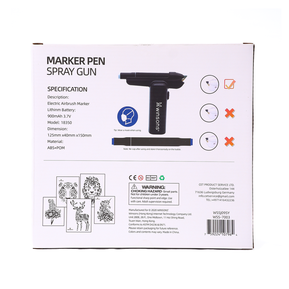 WINSONS Cordless Airbrush Marker Kit | One-Step Spray Painting with ...